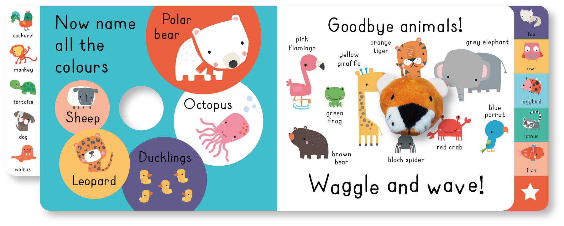 Waggle and Wave - Animal Colours Puppet Board Book – The Thrifty Mumma